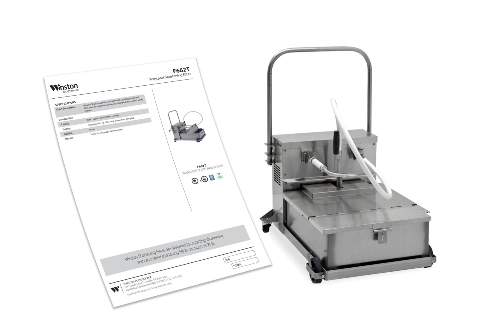 F662T Transport Shortening Filter - Spec | Winston Foodservice